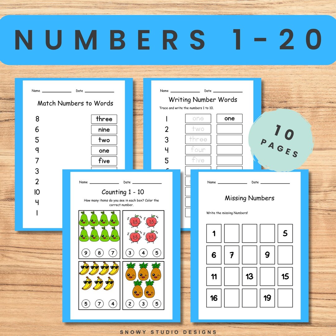 Numbers 1-20 Activity Workbook: Trace, Count and Write Math Printable ...