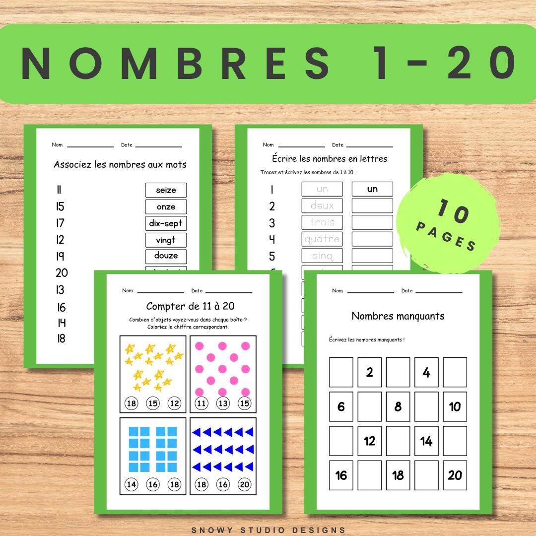 French Numbers 1-20 Activity Book – Learn to Count, Trace & Write (PDF ...