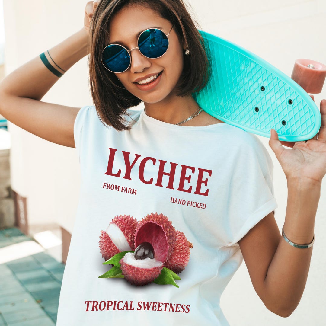Lychee Fruit Graphic Tee, Tropical Summer Shirt, Cute Exotic Fruit ...