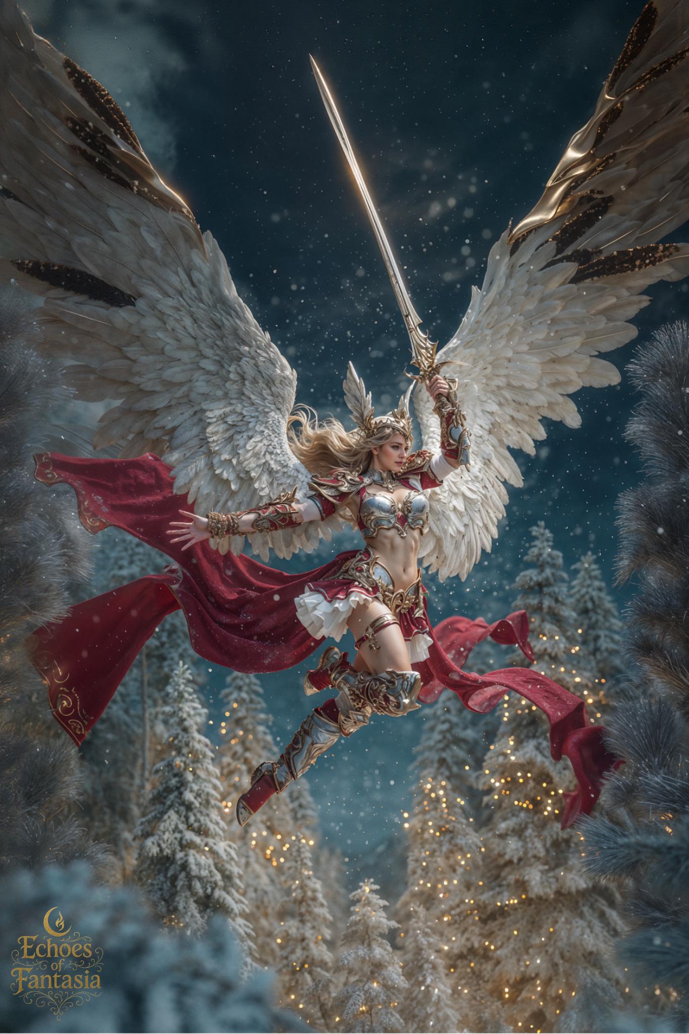 Winter Angel Digital Wall Art | Christmas Valkyrie Goddess Print ...