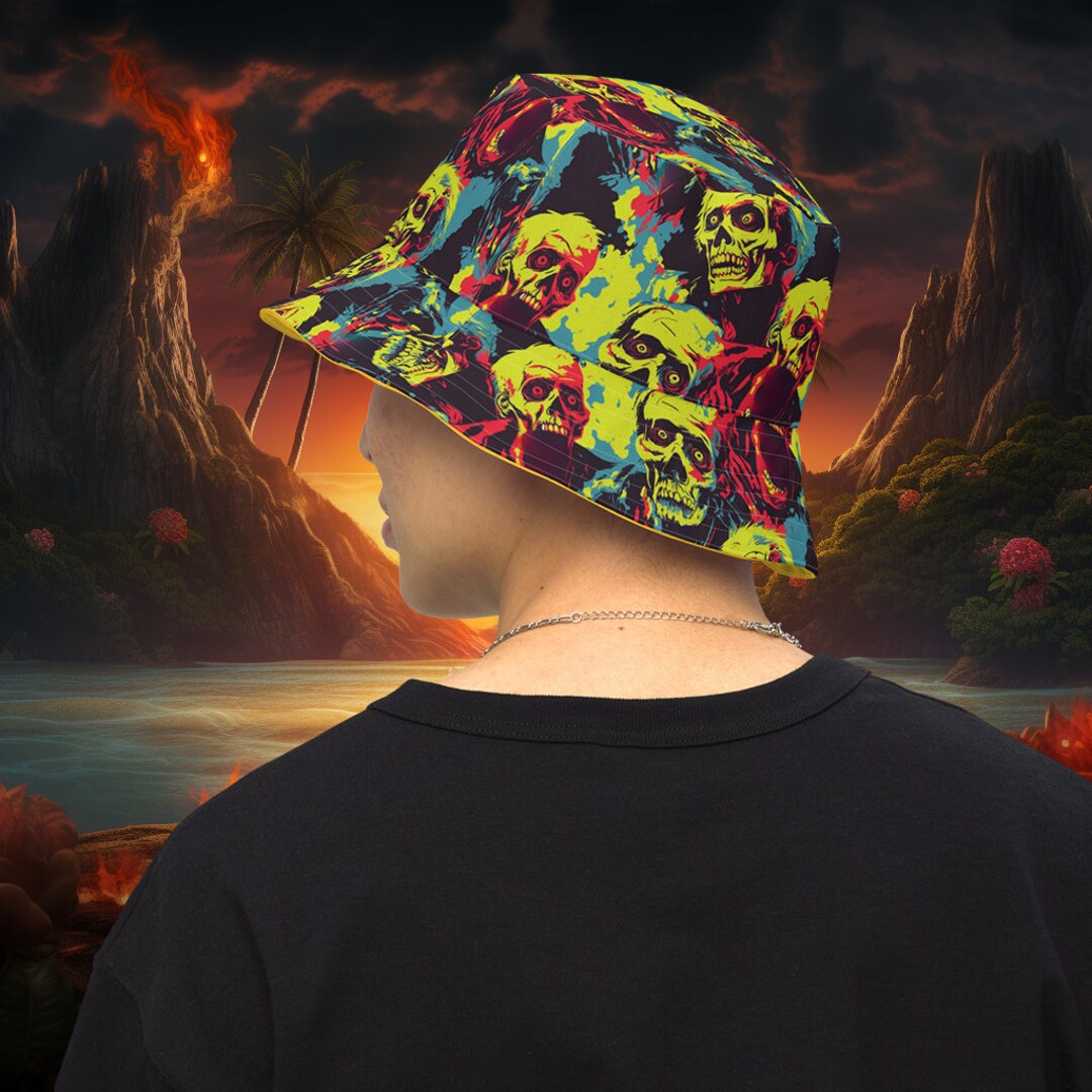 Andy Warhol Inspired Zombie Bucket Hat | Pop Art Undead Design | Unique ...