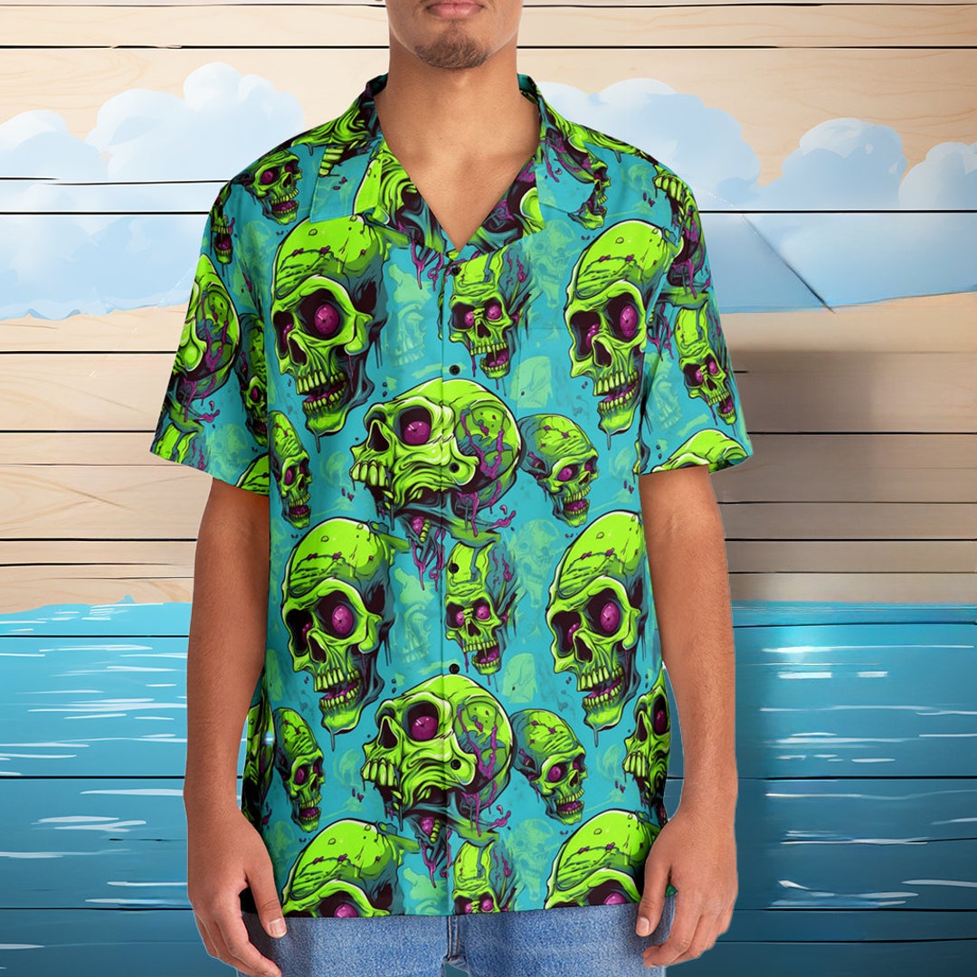 Zombie Brains Hawaiian Shirt Horror Tropical Hawaii Shirt Monsters ...