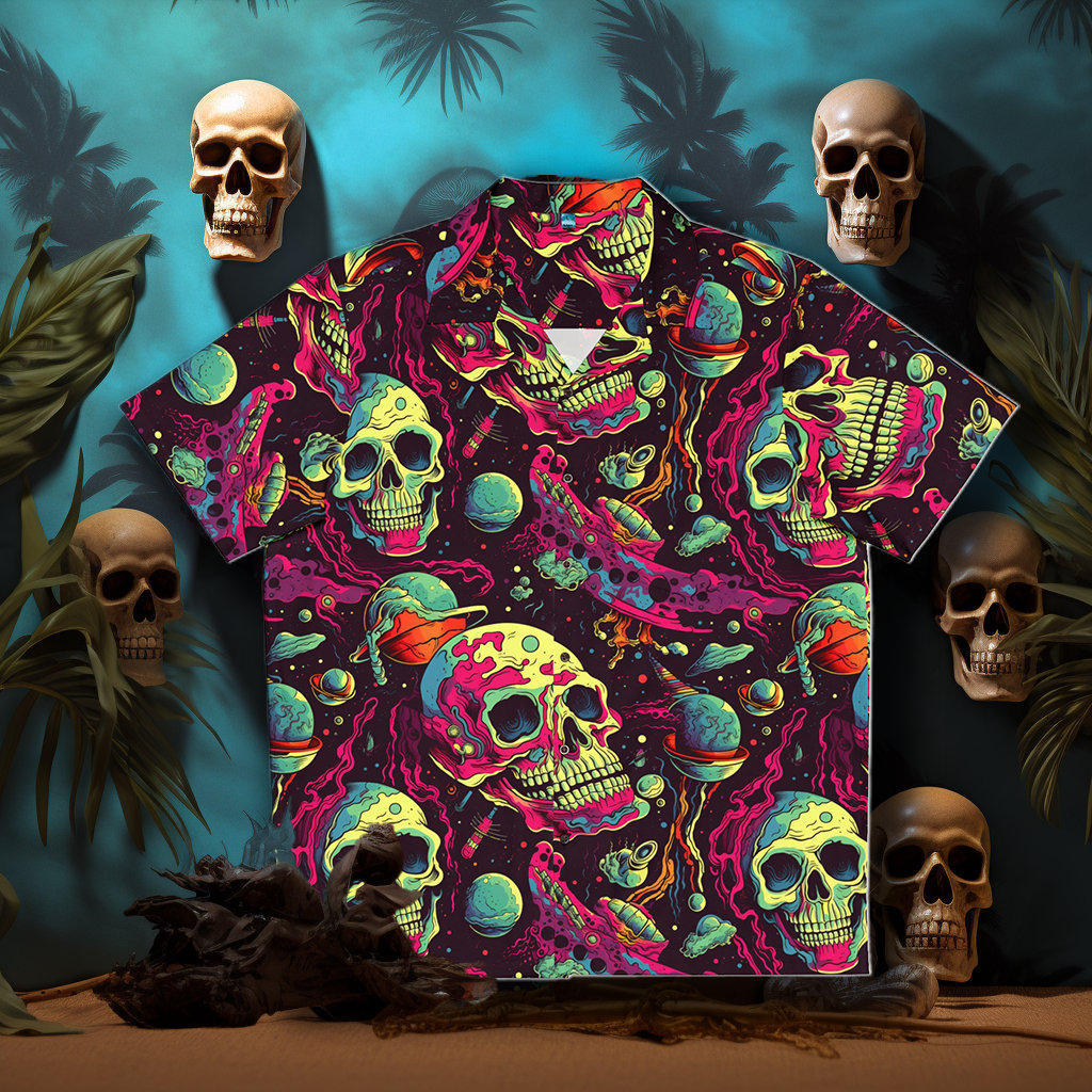 Zombies in Space: Men's Horror Hawaiian Shirt with Interstellar Undead ...