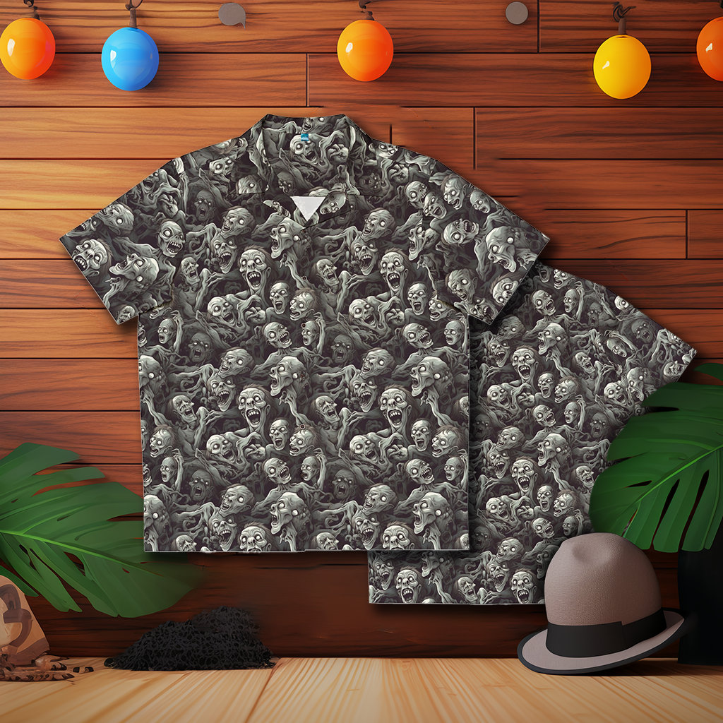 Zombie Dancing Horde Hawaiian Shirt Inspired by MC Escher With a Undead ...