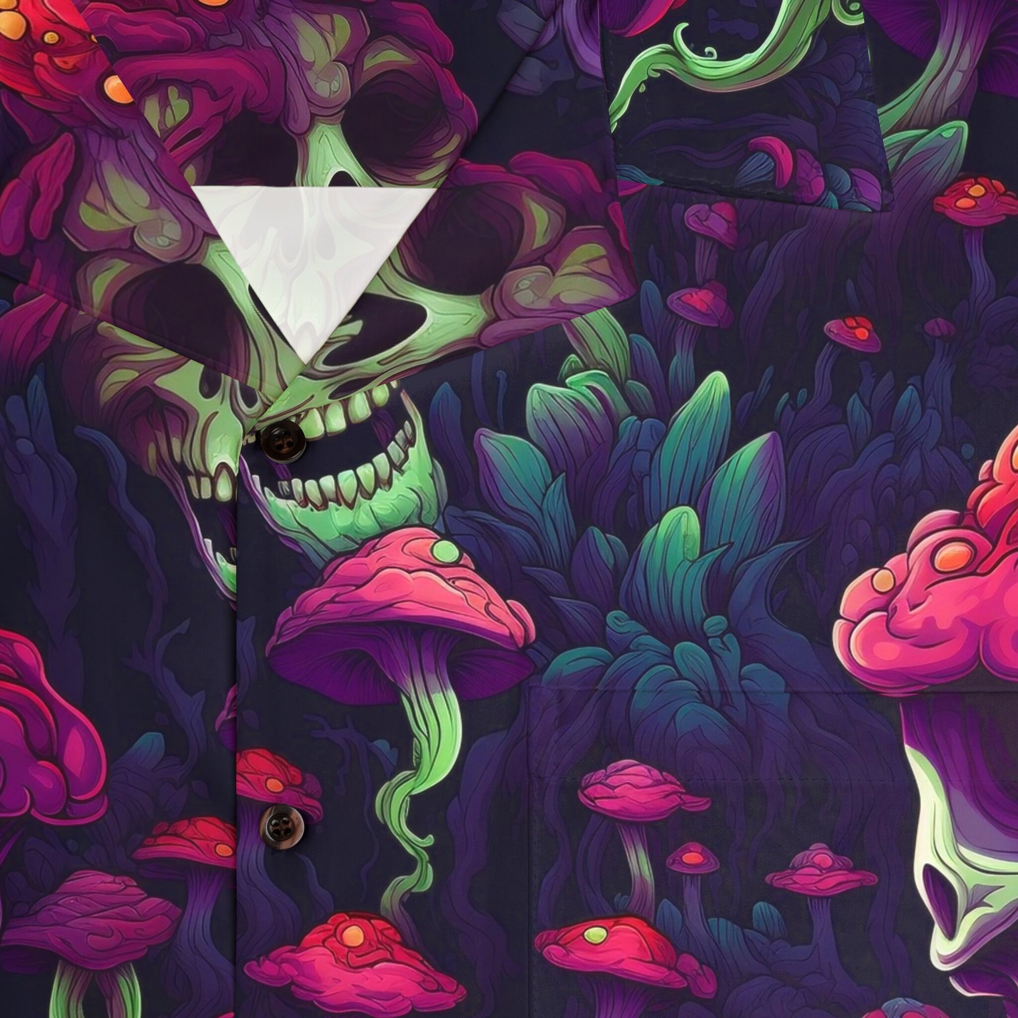 Spooky Mushroom Hawaiian Shirt With A Dark Twist, Horror Tropical ...