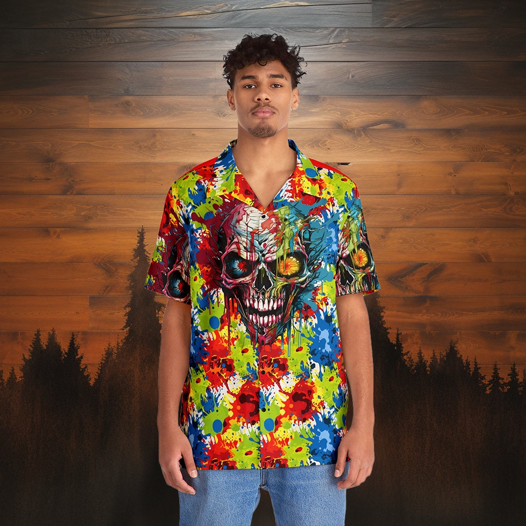 Colorful Skull Zombie Hawaiian Shirt, Horror Aloha Shirt sold by ...