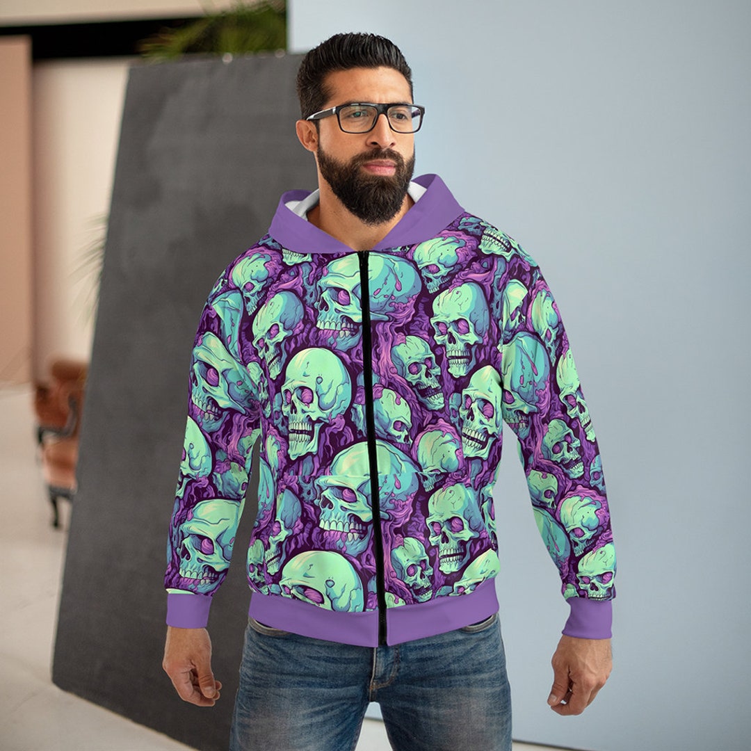 Colorful Abstract Zombie Hoodie Exploding Zombie Heads Unique Undead ...