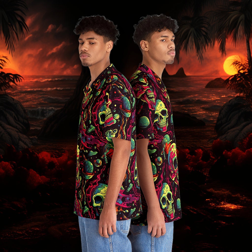 Zombies in Space: Men's Horror Hawaiian Shirt with Interstellar Undead ...