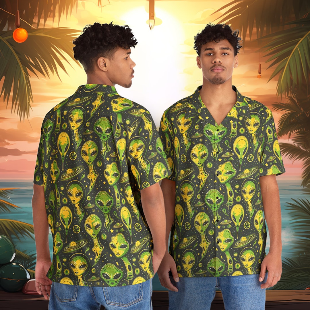 Extraterrestrial Elegance: Alien Button-up Shirt - Explore the Cosmos ...