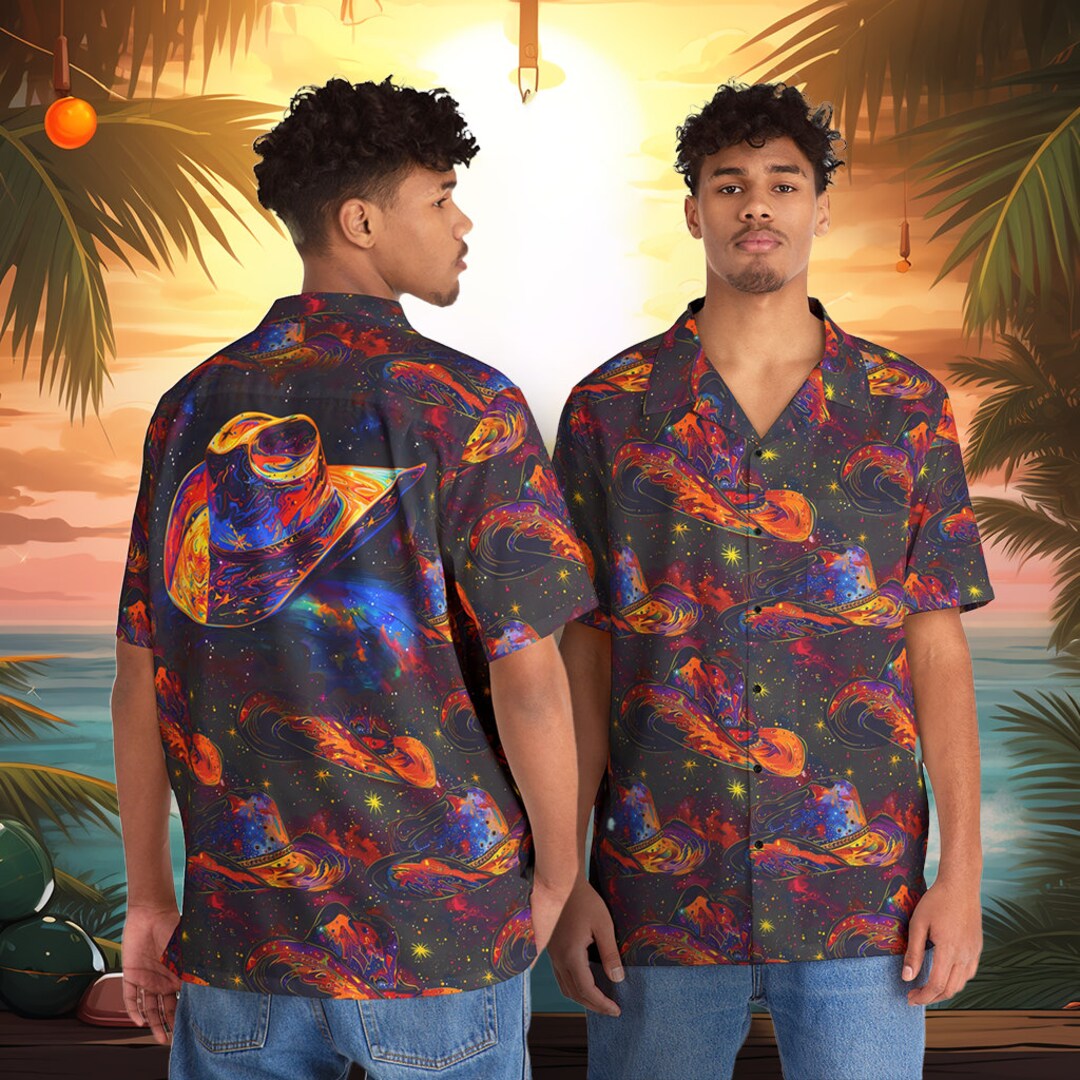 Galactic Rodeo: Psychedelic Space Cowboy Button-up Shirt - Ride the ...