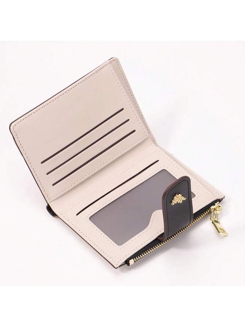 Suphiar Leaf Metal Button Bifold Wallet Minimalist and Practical Multi ...