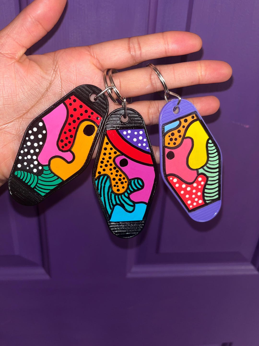 Colorful Hand Painted Keychain – Wearable Art Bag Charm, Handmade ...
