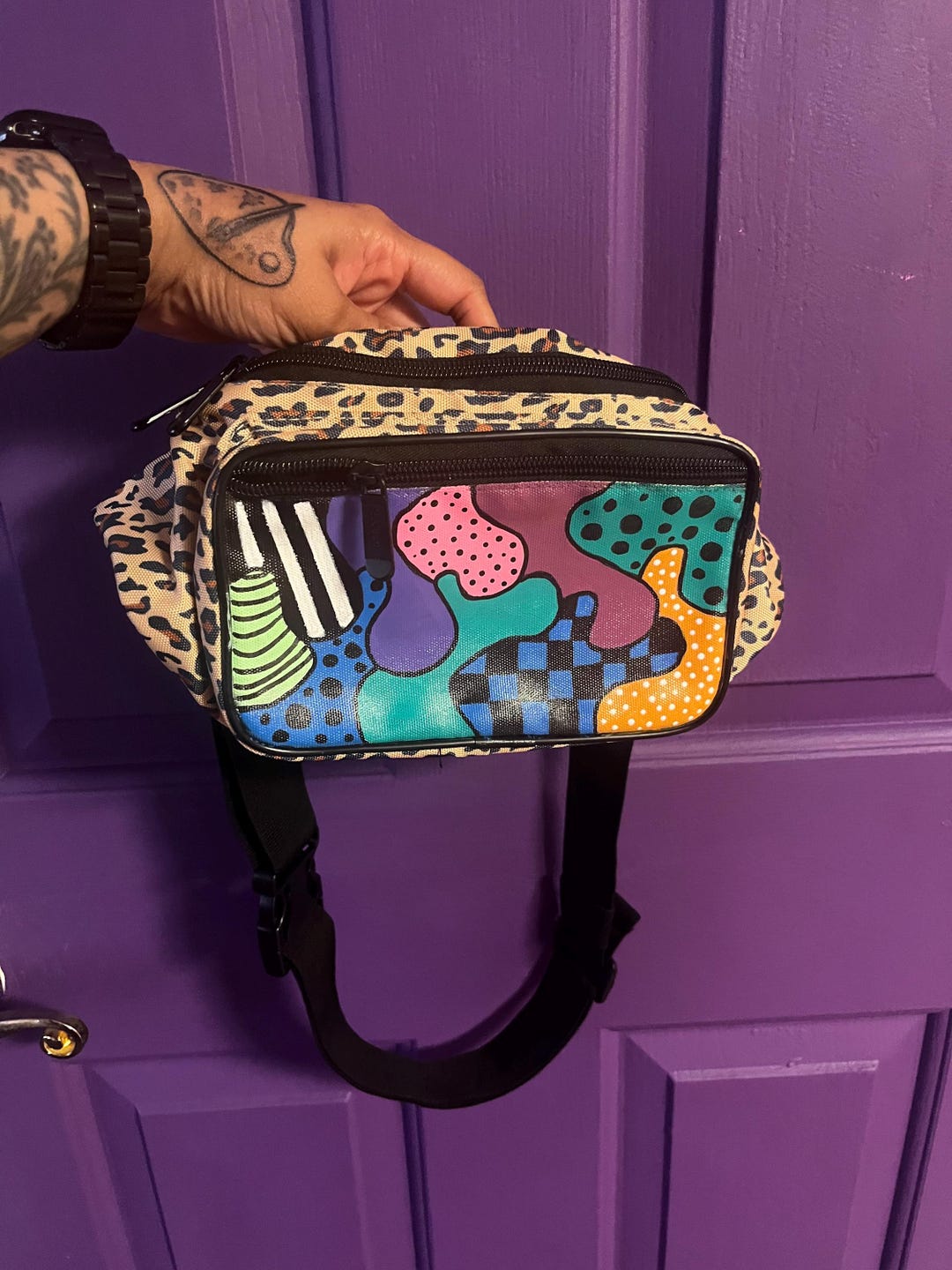 Stylish Hand Painted Fanny Pack, Bold Wearable Art Bag - Etsy