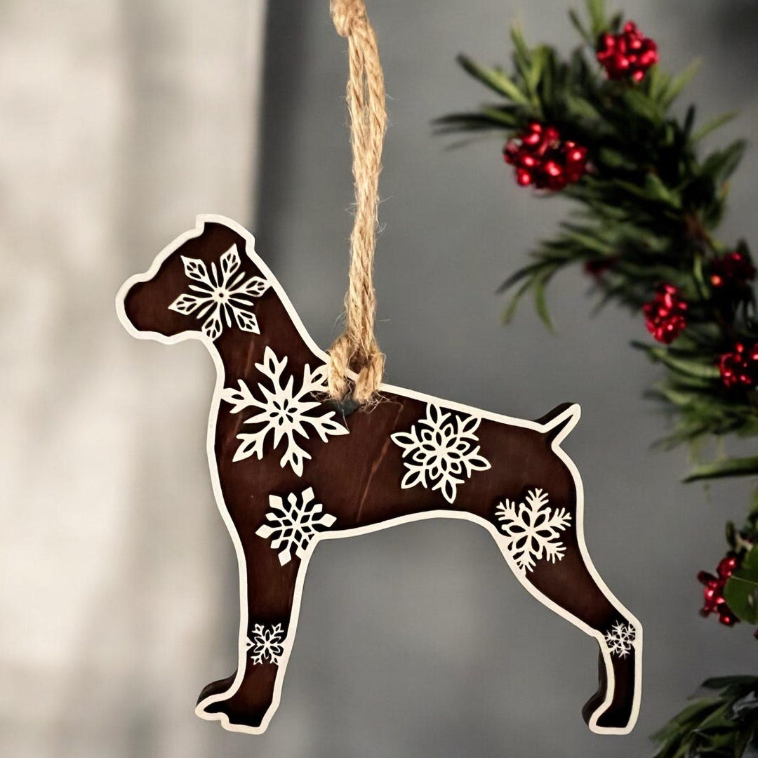 Handmade Mahogany Boxer Dog Christmas Ornament: Snowflake Design - Etsy