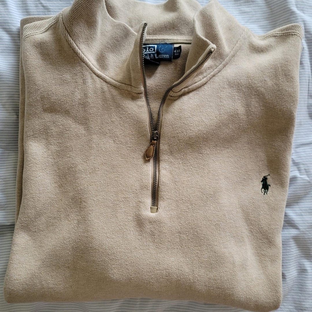 Big Tall Polo Ralph Lauren Mens 4XB Tan Quarter Zip Long Sleeve ...