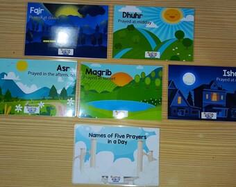 5 Daily Prayers in Islam Flashcards | Muslim Kids Printable | Islamic ...