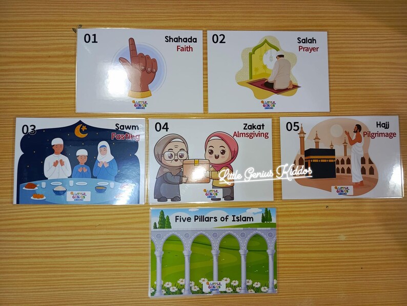 Five Pillars of Islam Flashcards | Islamic Learning Printable | Kids ...