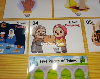 Five Pillars of Islam Flashcards | Islamic Learning Printable | Kids ...