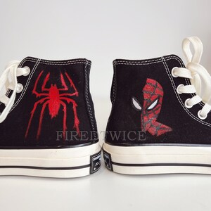 Spider Man Converse Painted Shoes Spider Mask Painting Shoes - Etsy
