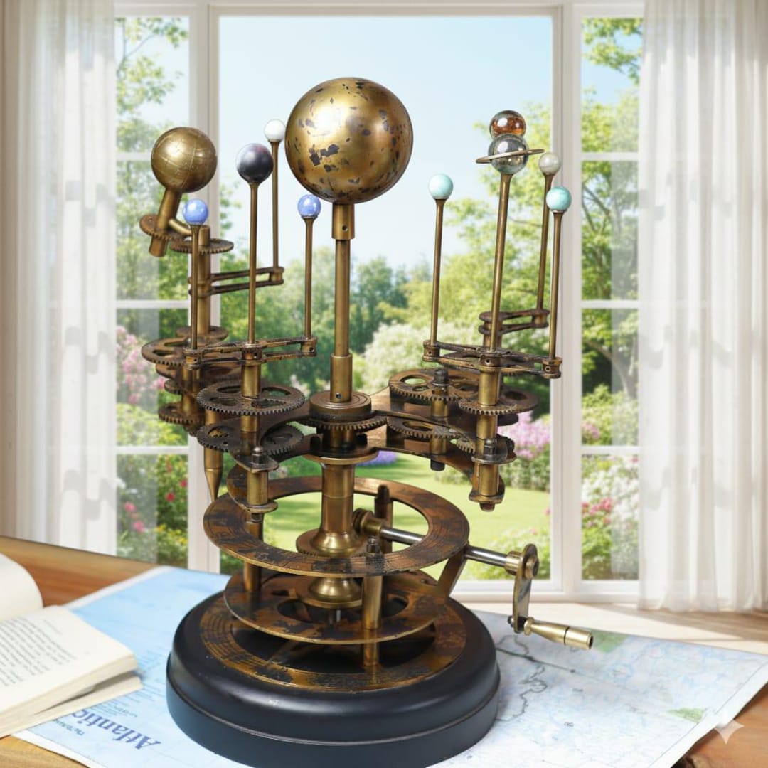 Vintage Brass Orrery Model – Mechanical Solar System Sculpture ...