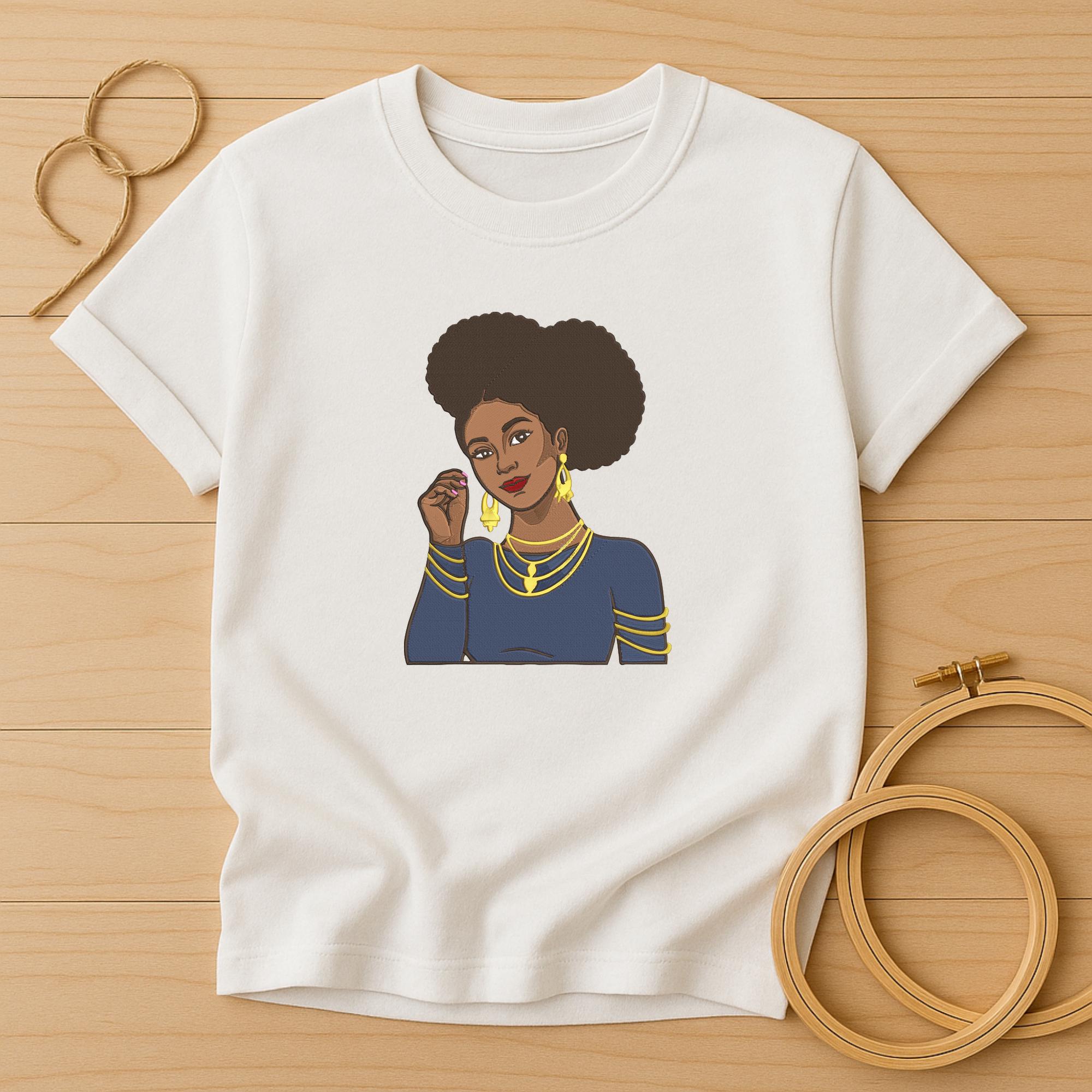 Stylish Afro Woman Machine Embroidery Design | Elegant Black Girl ...