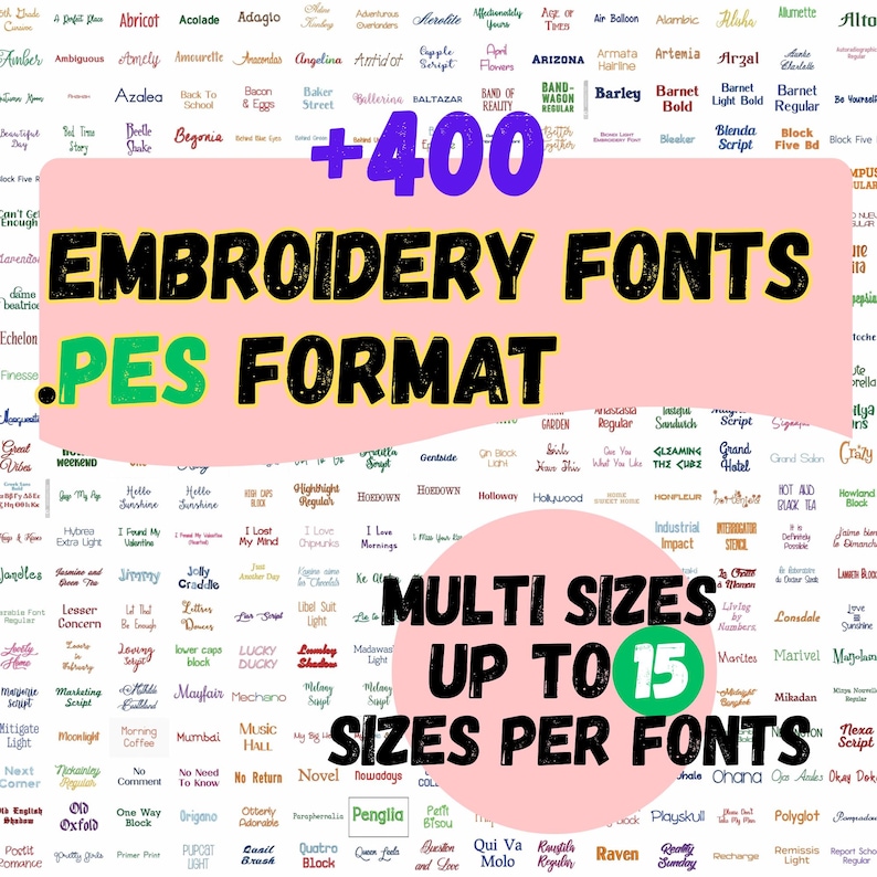 400+ Embroidery Fonts Bundle | PES Format, Multi-size (instant Download ...