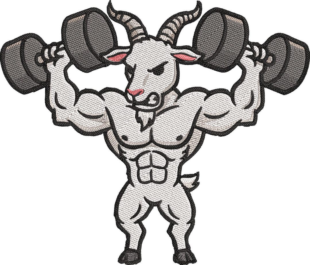 Buff Goat Workout Machine Embroidery Design | Gym Animal Embroidery ...
