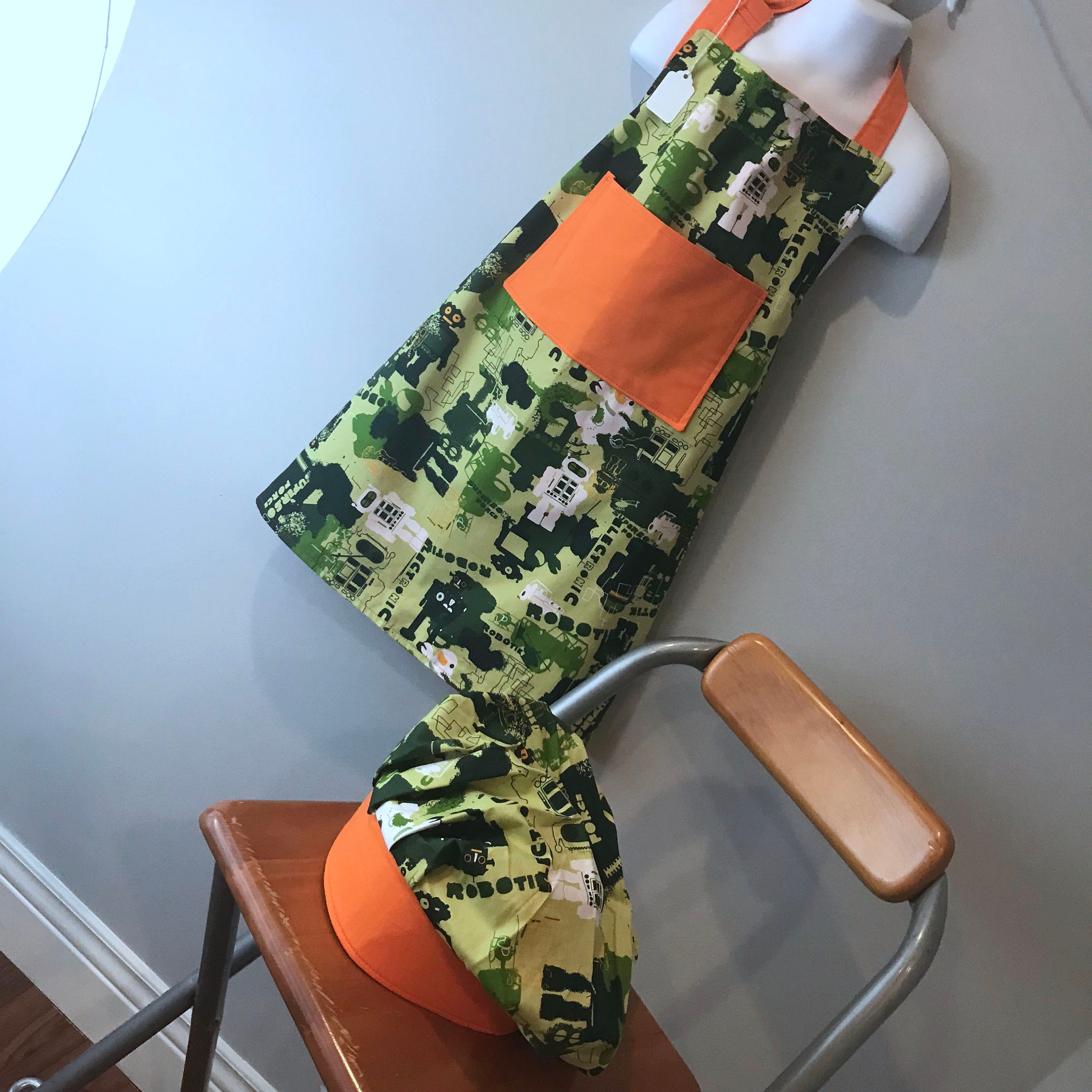 Child's Reversible Robot Apron With Matching Chef Hat - Etsy
