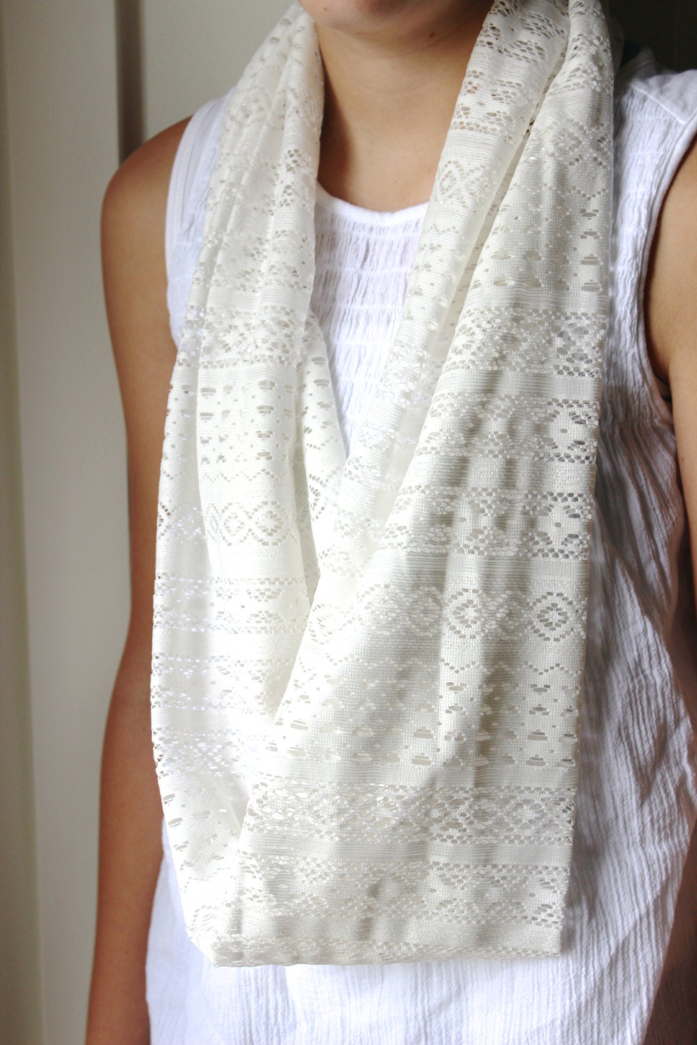 Off White Lace Infinity Scarf - Etsy