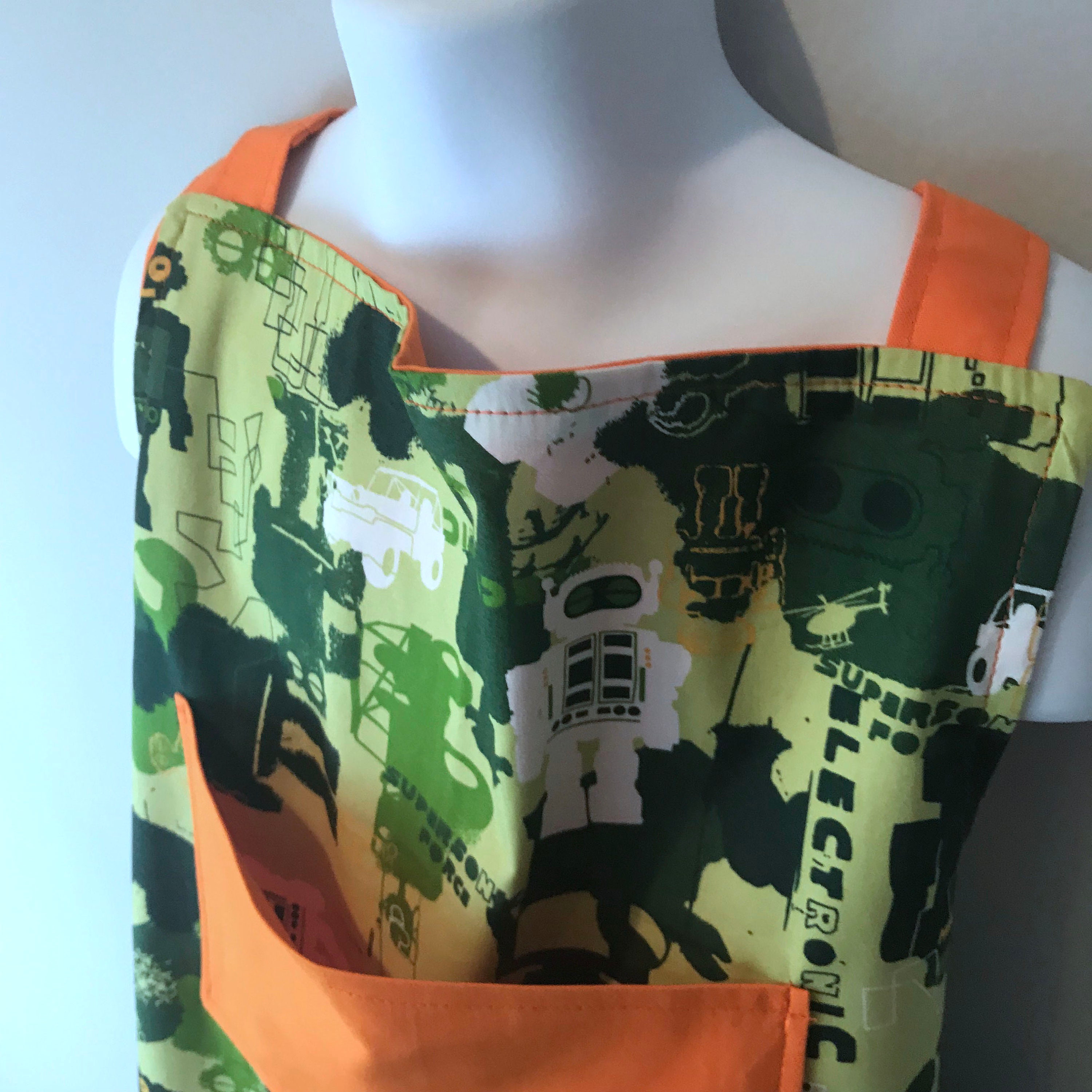 Child's Reversible Robot Apron With Matching Chef Hat - Etsy