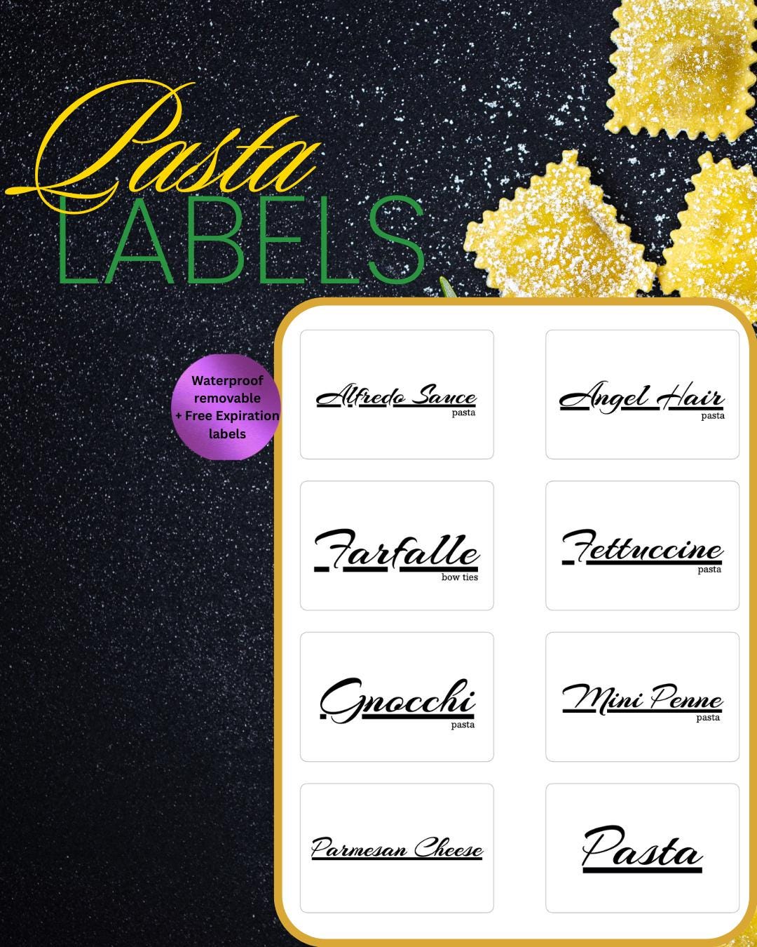 Attention Pasta Lovers: 32 Unique {black or White} Pasta Labels + FREE ...