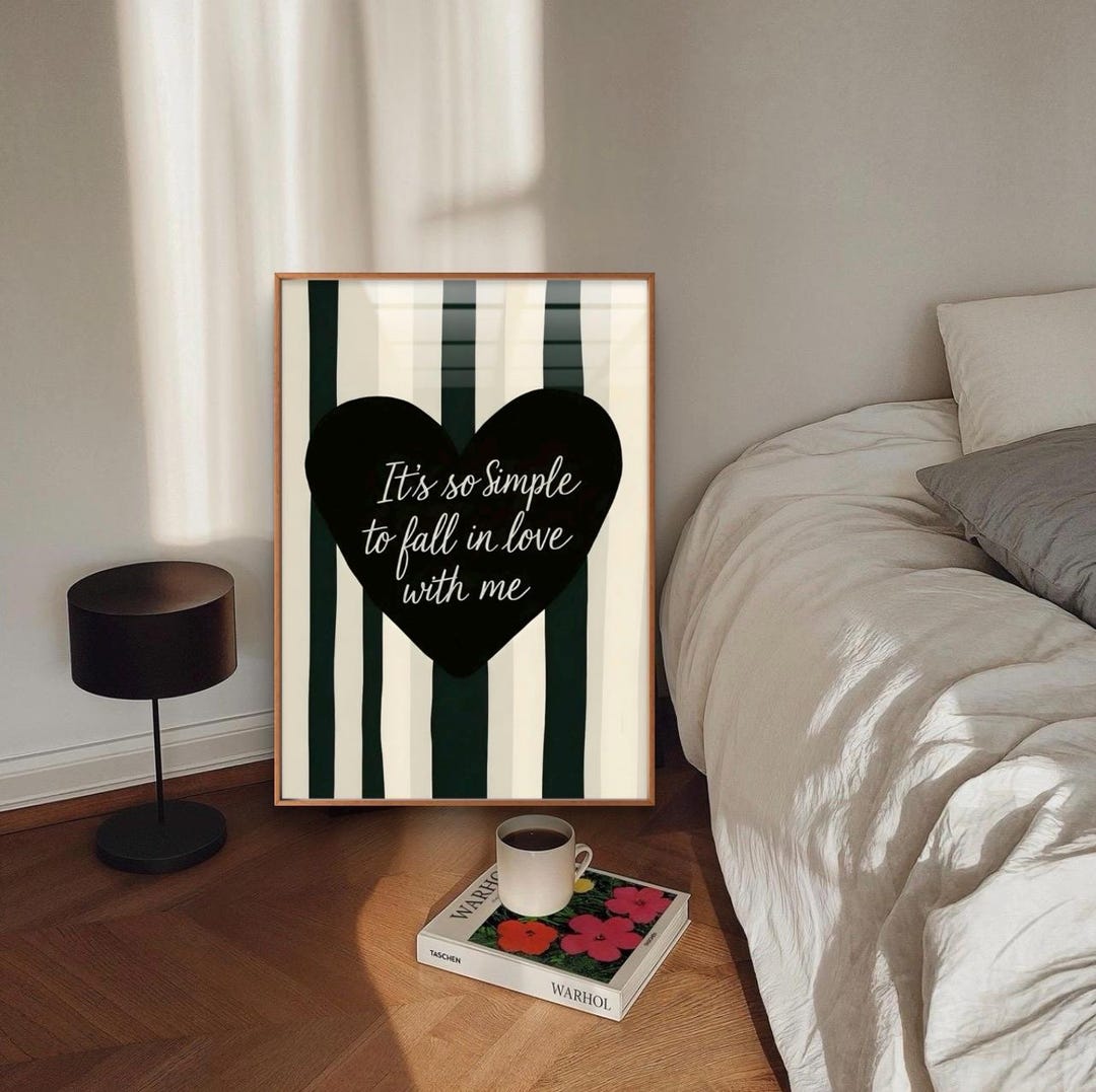So Easy to Fall in Love- Poster, Retro Heart Stripes Poster, Preppy ...