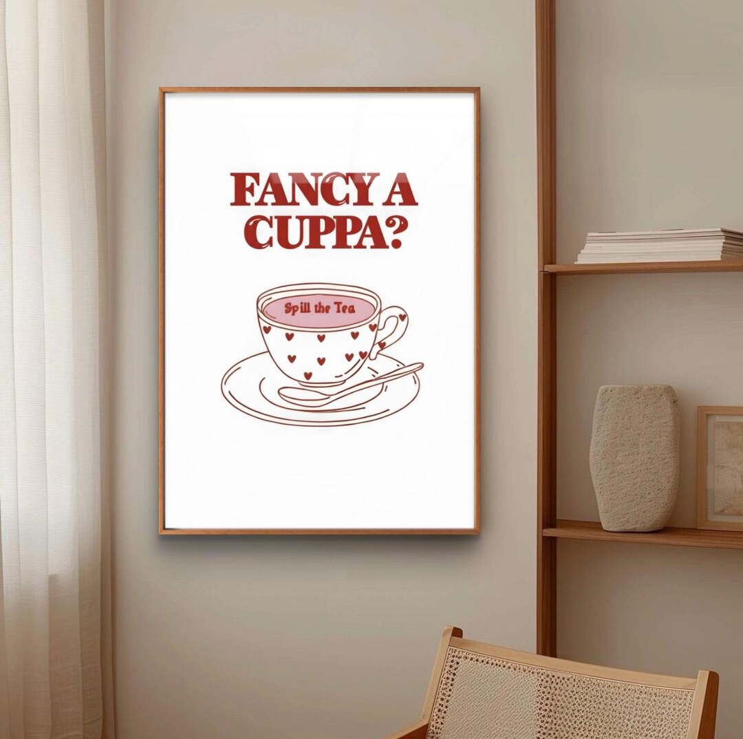 Fancy a Cuppa Tea Print, Minimalist Kitchen Poster (digital Download ...