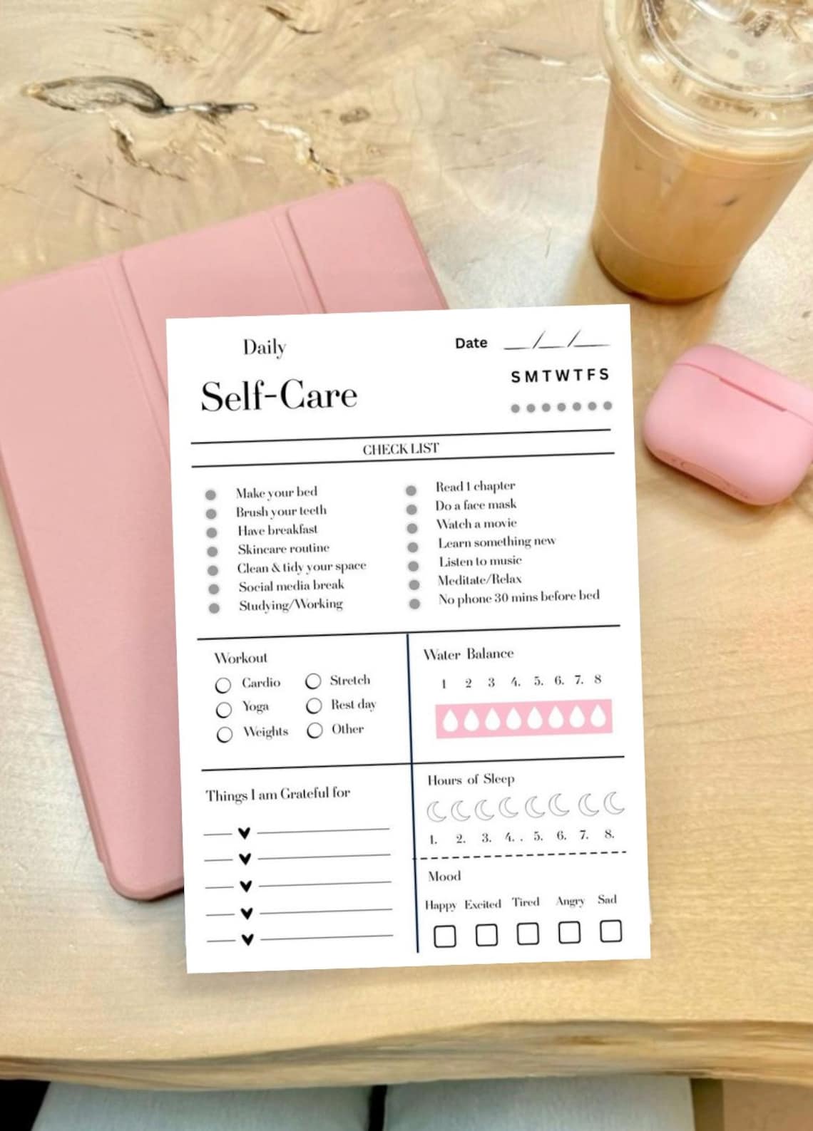 Self Care Planner Checklist for Mental Wellness | Daily Well-being ...