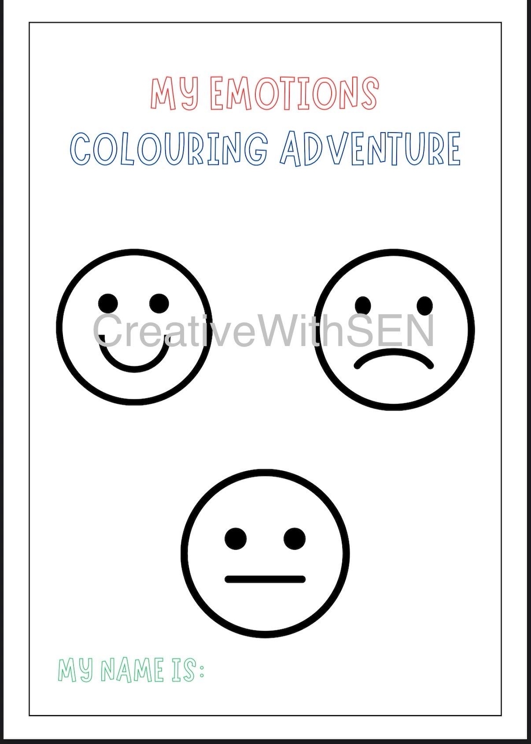 My Emotions - SEN Colouring Book - Etsy