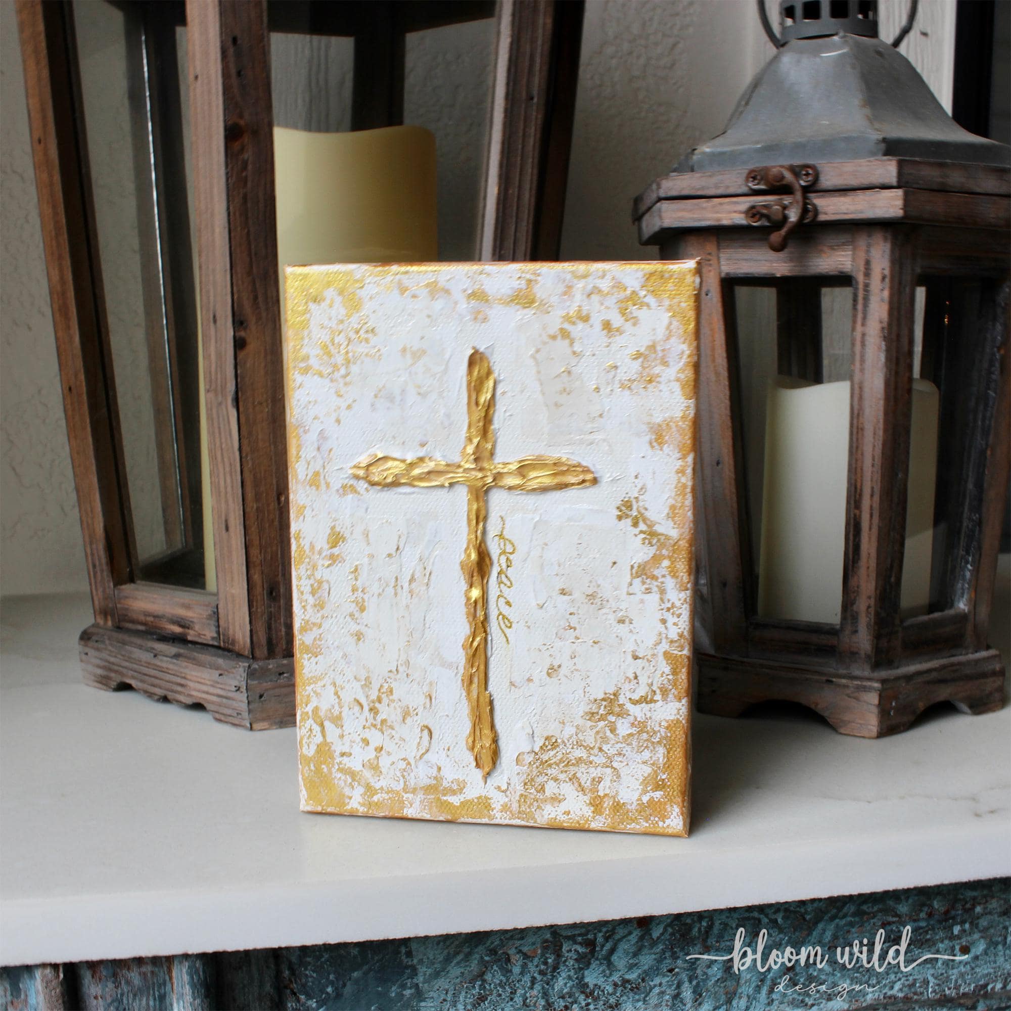 Hand Painted Gold Cross Art, Textured Canvas (5x7) - Etsy