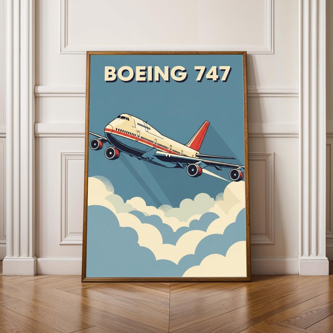 Boeing 747 Poster, Retro Aviation Art, Mid-century Modern Print - Etsy