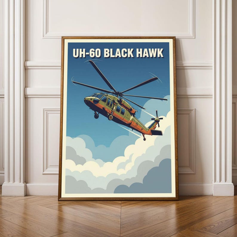 UH-60 Black Hawk Poster – US Army Vintage Aviation Helicopter in Sky - Etsy