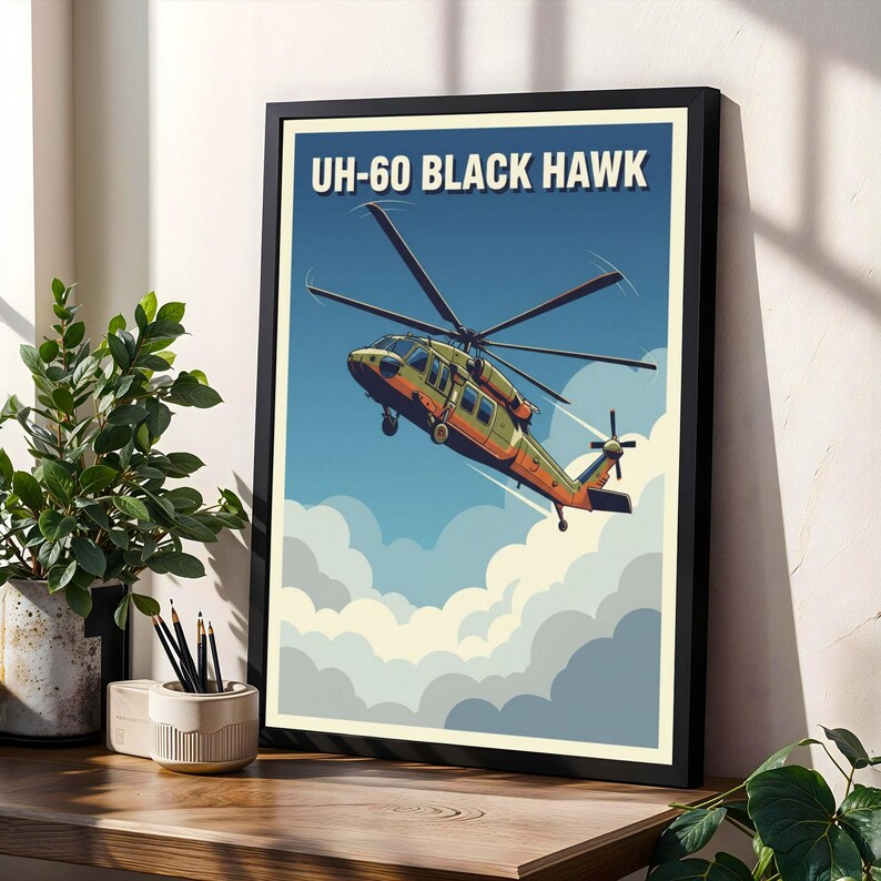 UH-60 Black Hawk Poster – US Army Vintage Aviation Helicopter in Sky - Etsy