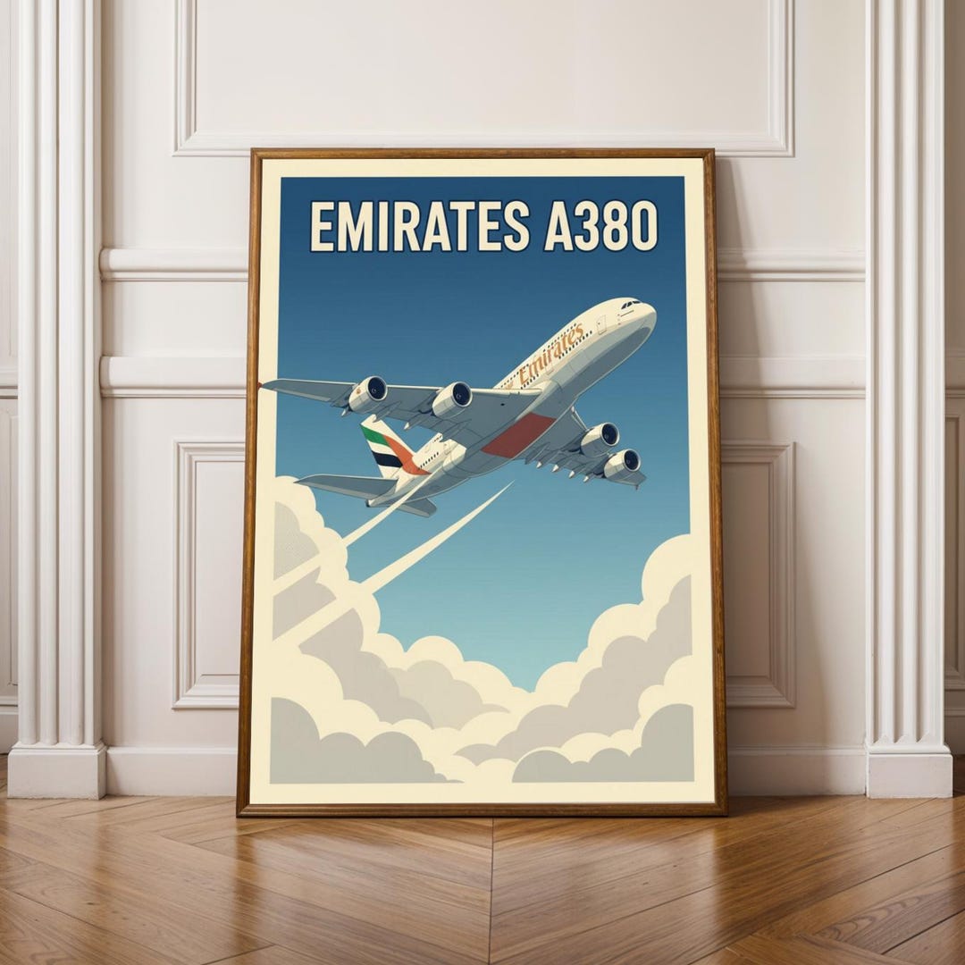 Emirates A380 Poster, Retro Aviation Travel Art - Etsy