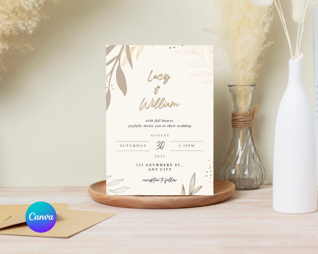 Editable Wedding Beige Invite, Invitation, Wedding Invite, Beige ...
