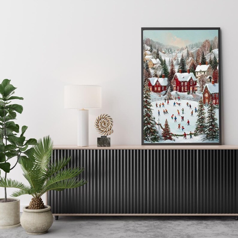 Christmas Town Winter Print -snowy Winter Wall Art -rustic Holiday ...