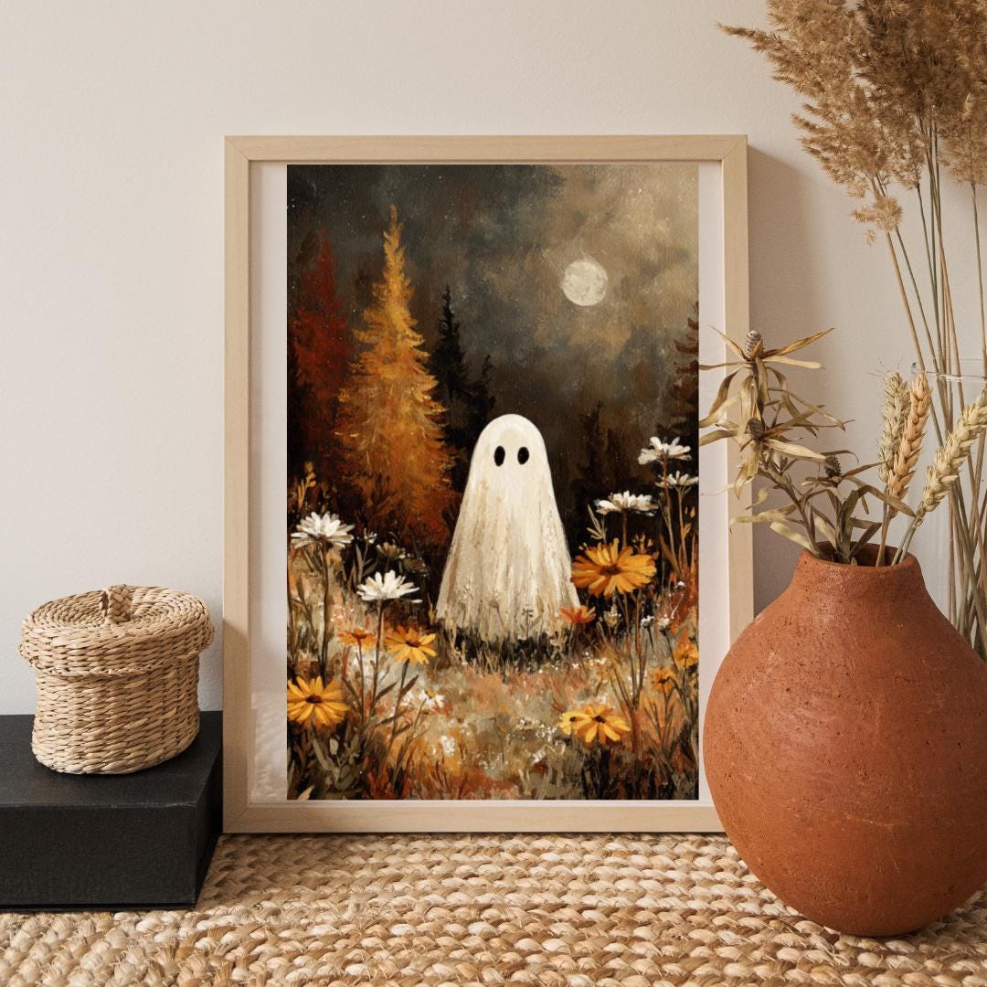 Enchanted Forest Ghost Print – Spooky Halloween Wall Art (digital ...