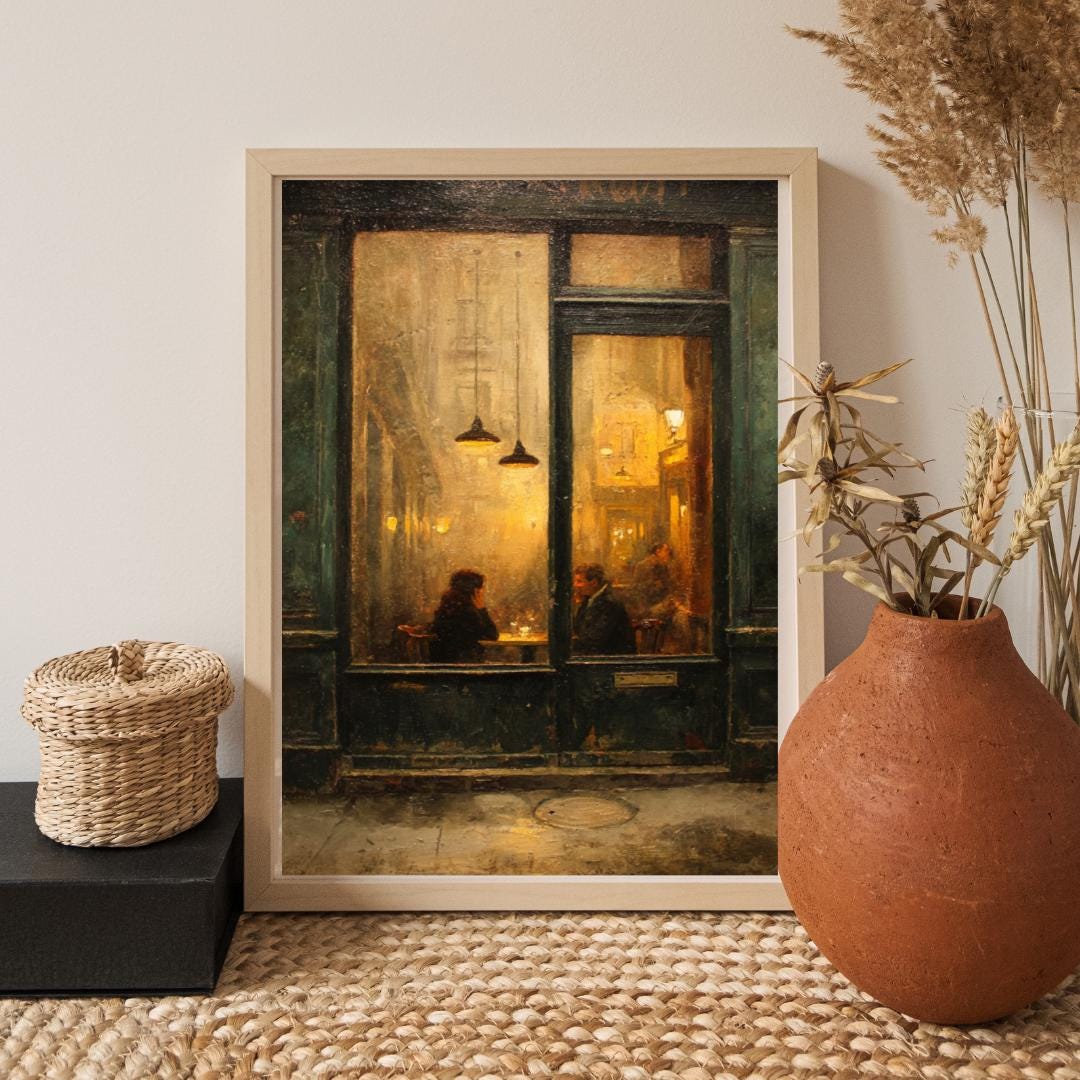 Moody Cafe Window Art Print – Vintage Farmhouse Decor (digital Download ...
