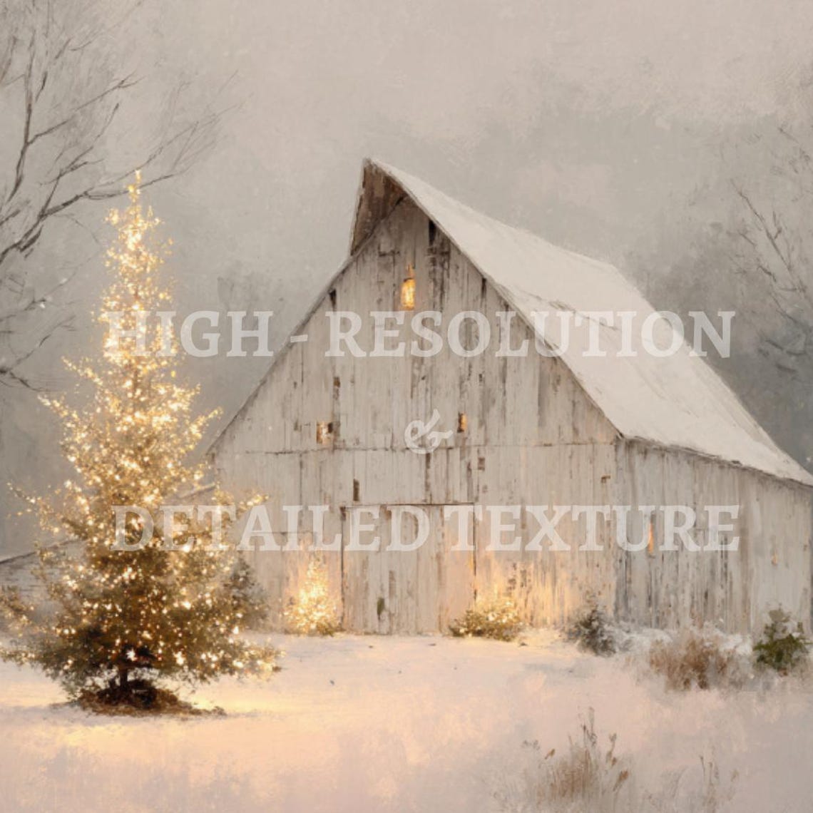 Rustic Christmas Barn Print -farmhouse Wall Art -winter Scene Print ...