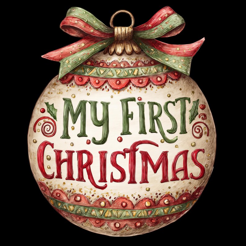 My First Christmas Clipart :1st Christmas Watercolor (digital Download ...