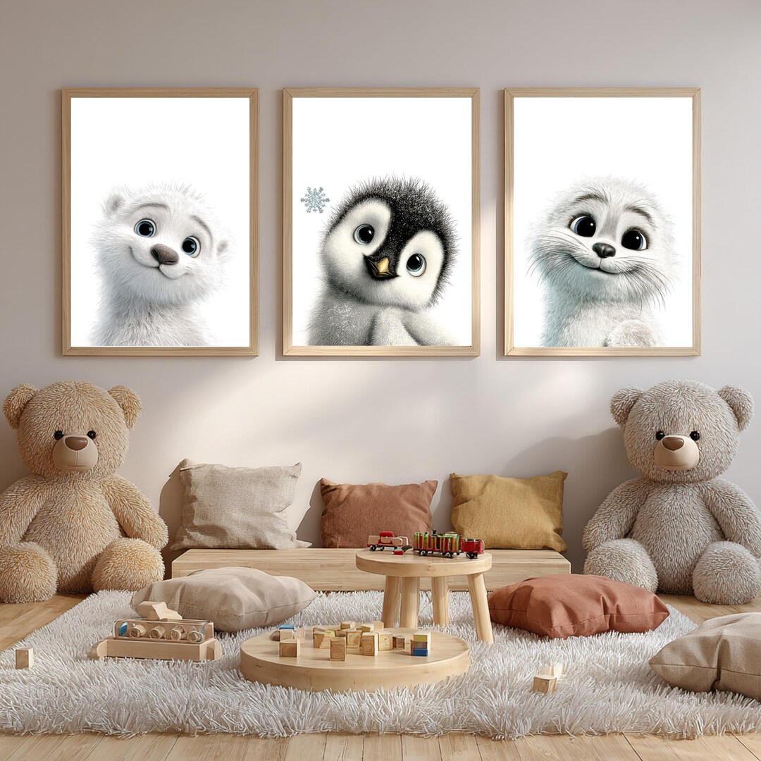 Arctic Animals Nursery Printable Wall Art Set of 3 | Baby Polar Bear ...