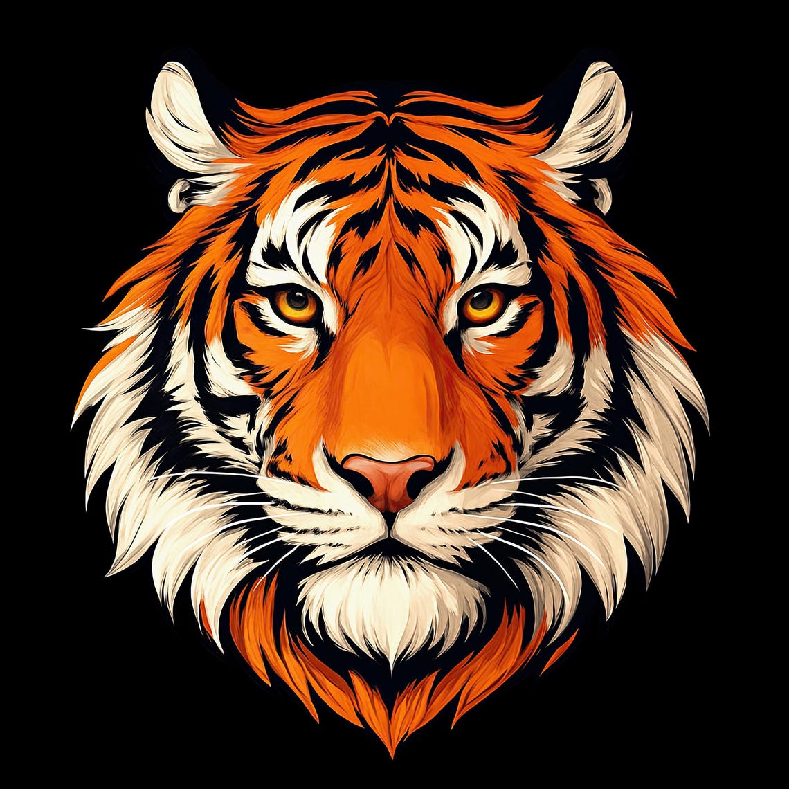 Tiger Head, Digital Download, PNG Transparent & Halftone DTF File, High ...