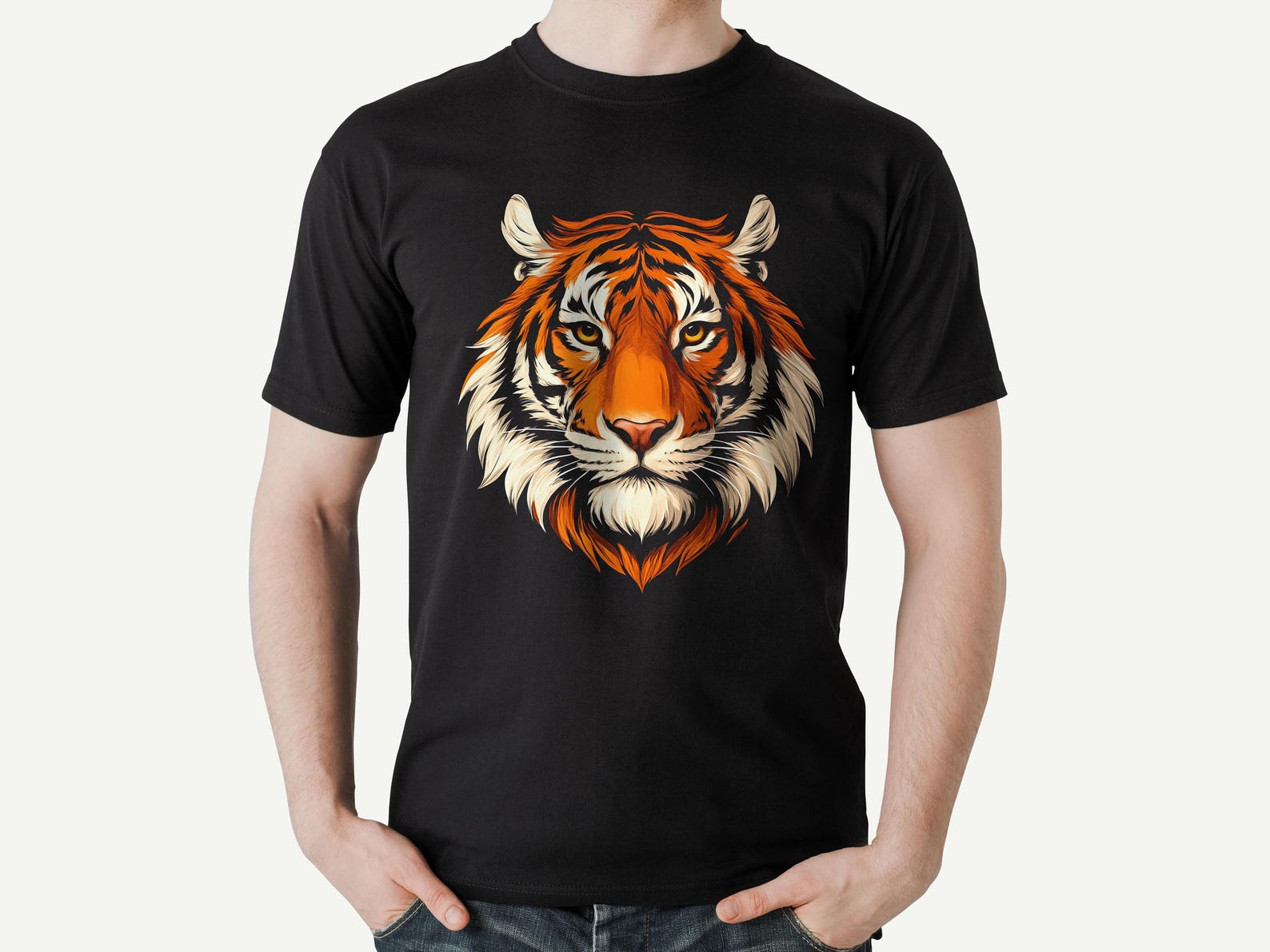Tiger Head, Digital Download, PNG Transparent & Halftone DTF File, High ...