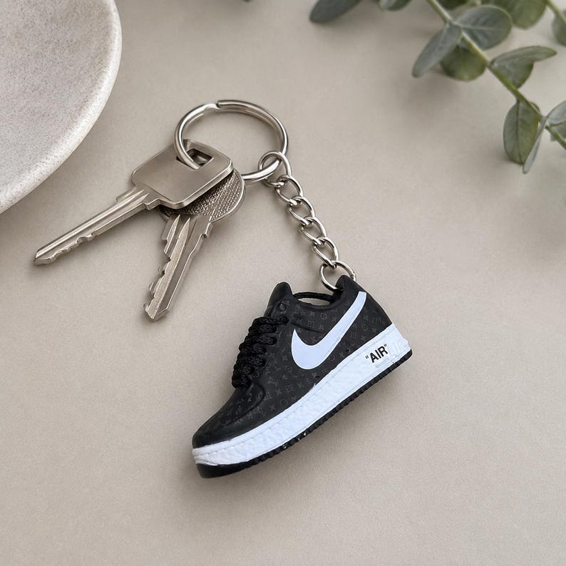 Keychain 3D Black Sneaker | AF1 Style Mini Shoe Charm | Sneakerhead ...